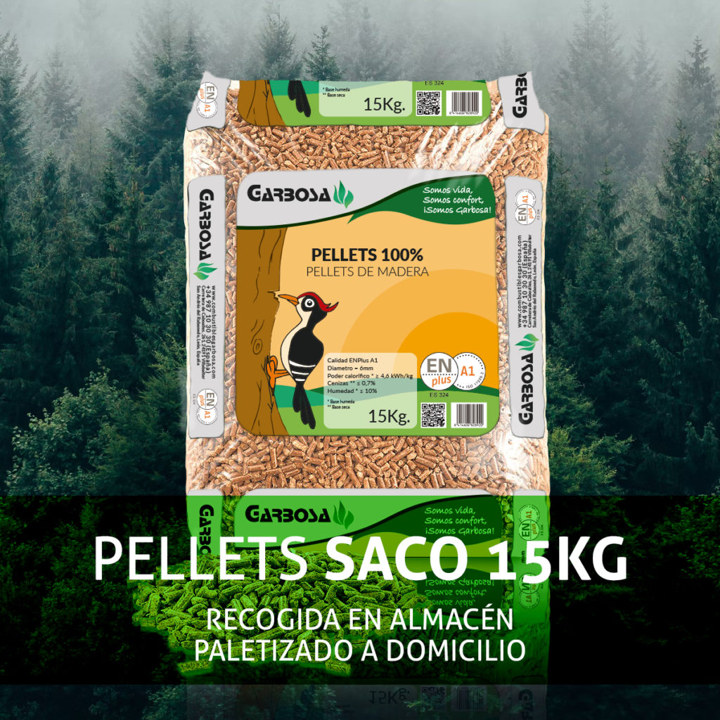 Saco de pellets de 15KG. Recogida en almacén o entrega a domicilio ...